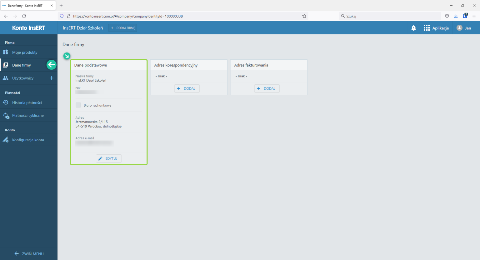 Powiązanie Konta InsERT z Twoją firmą - przewodnik - InsERT GT